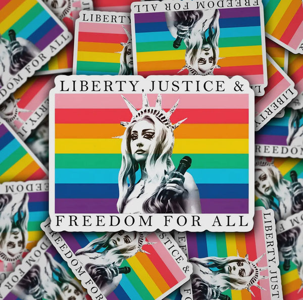 "Liberty, Justice, & Freedom For All" - Sticker – Sunshine Studio